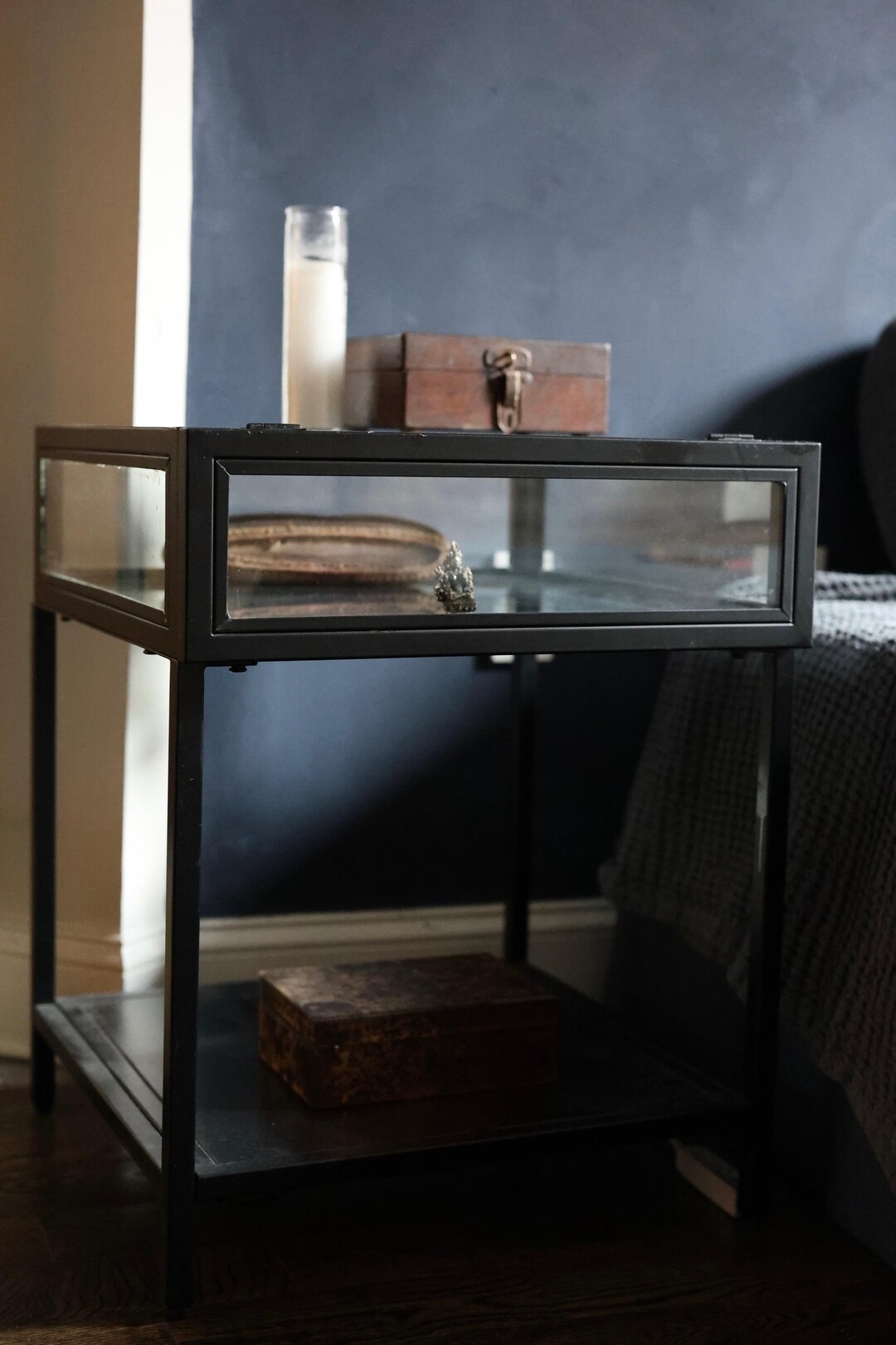Industrial Glass Display Side Table - Etsy