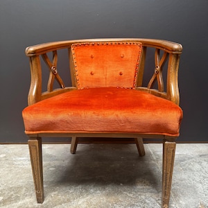 Vintage Orange Velvet Chair - Etsy