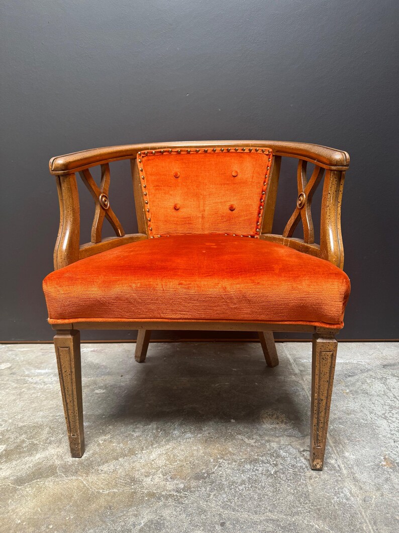 Vintage Orange Velvet Chair - Etsy