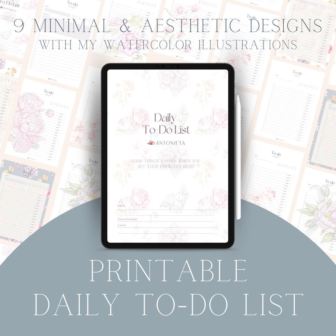 Printable To-do List Daily Planner With Original Art, Minimal ...
