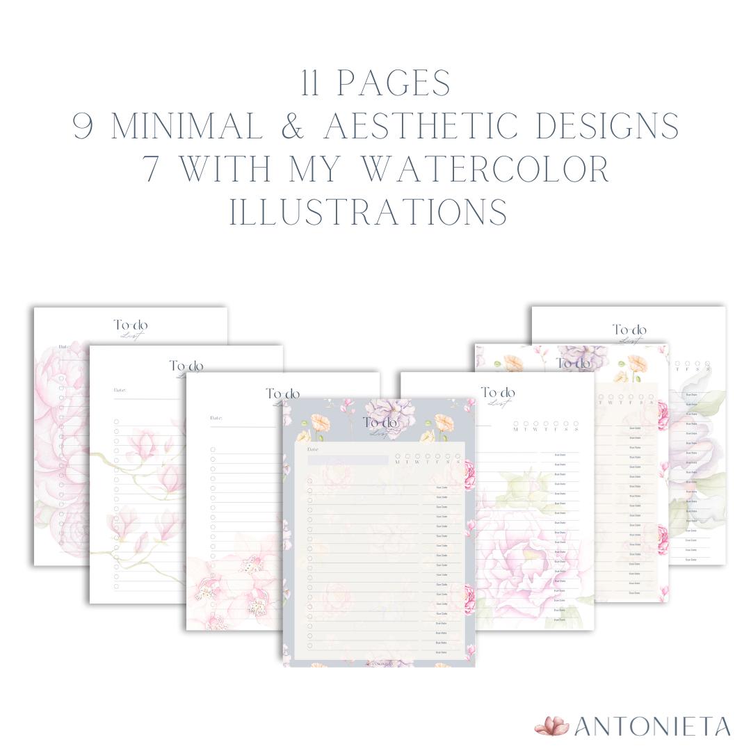 Printable To-do List Daily Planner With Original Art, Minimal ...