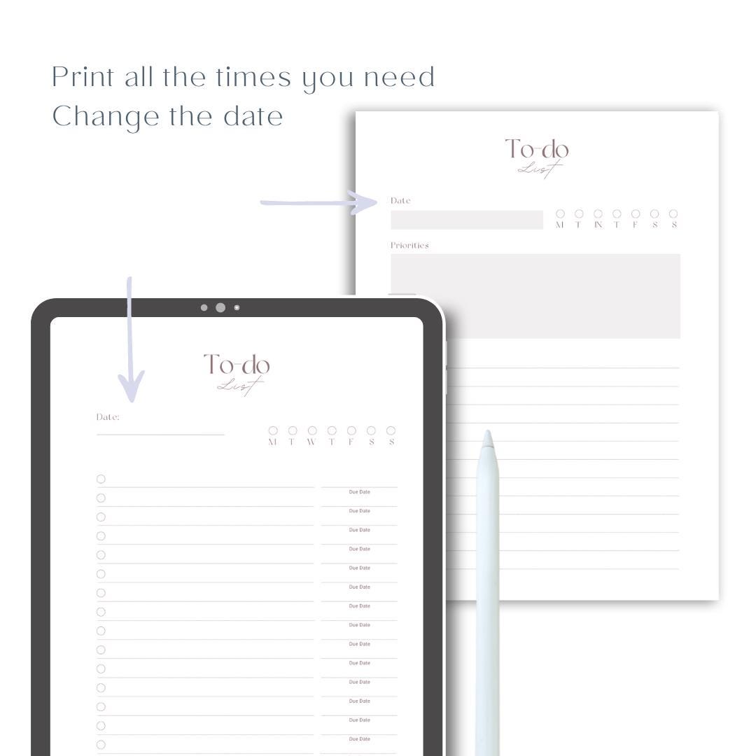 Printable To-do List Daily Planner With Original Art, Minimal ...