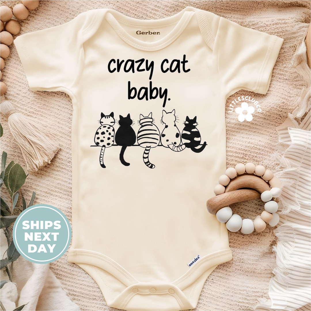 Crazy Cat Baby Onesie®, Cat Baby Natural Bodysuit, Cat Lover Baby ...