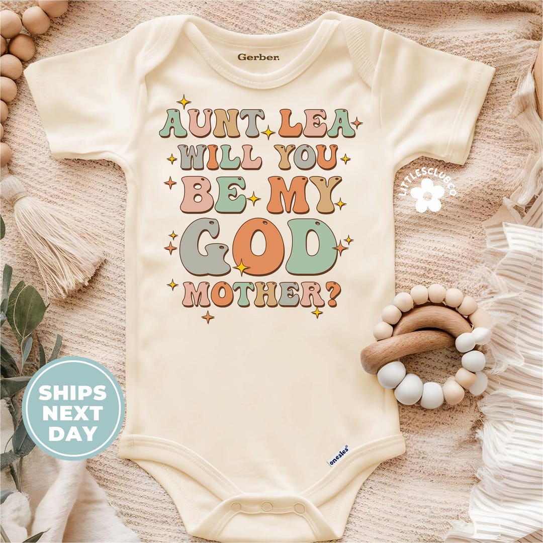 Personalized Will You Be My Godmother Onesie®, Godmother Proposal Bodysuit, Retro Godmother ...