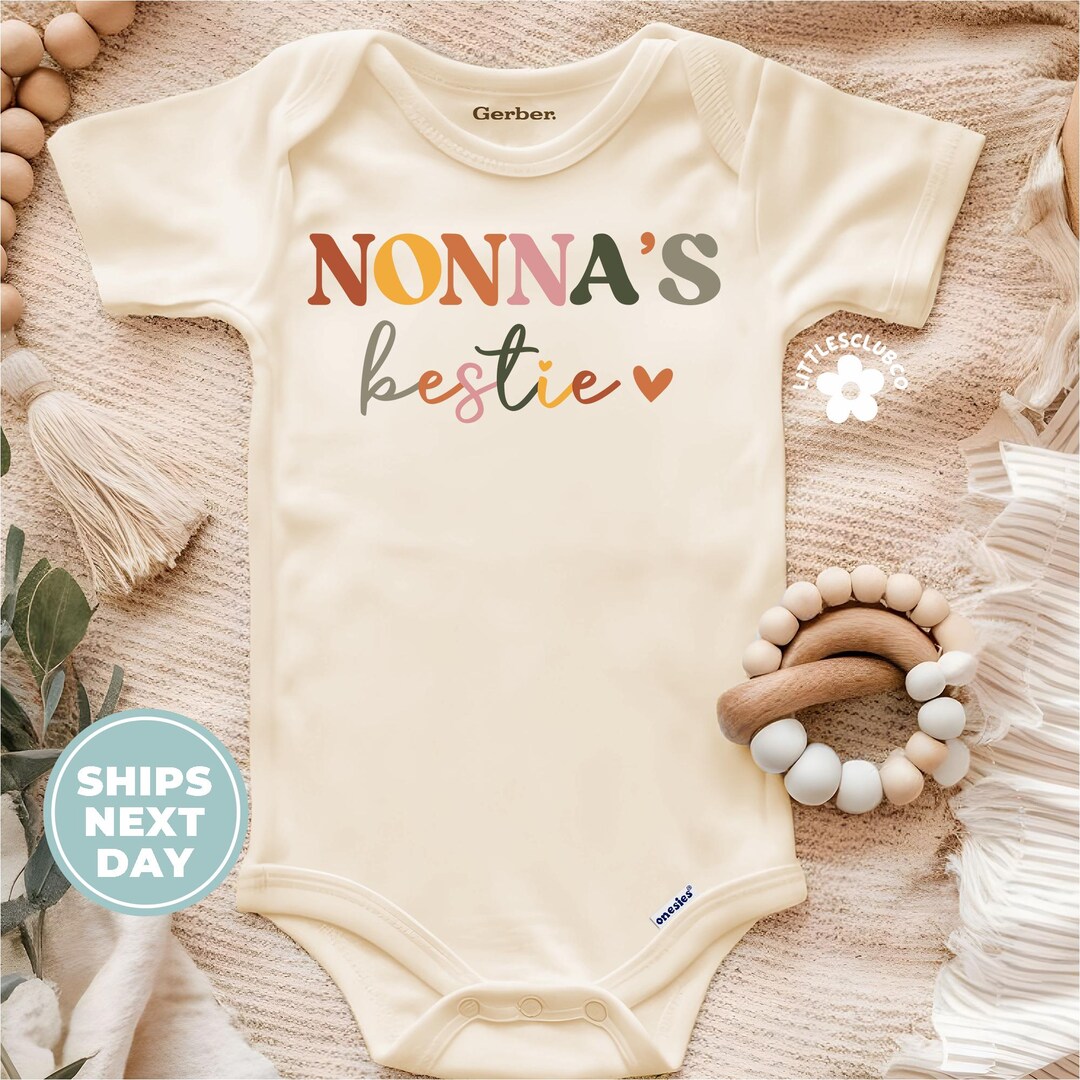 Nonna's Bestie Onesies®, Retro Grandma Baby Bodysuit, Cute Newborn ...