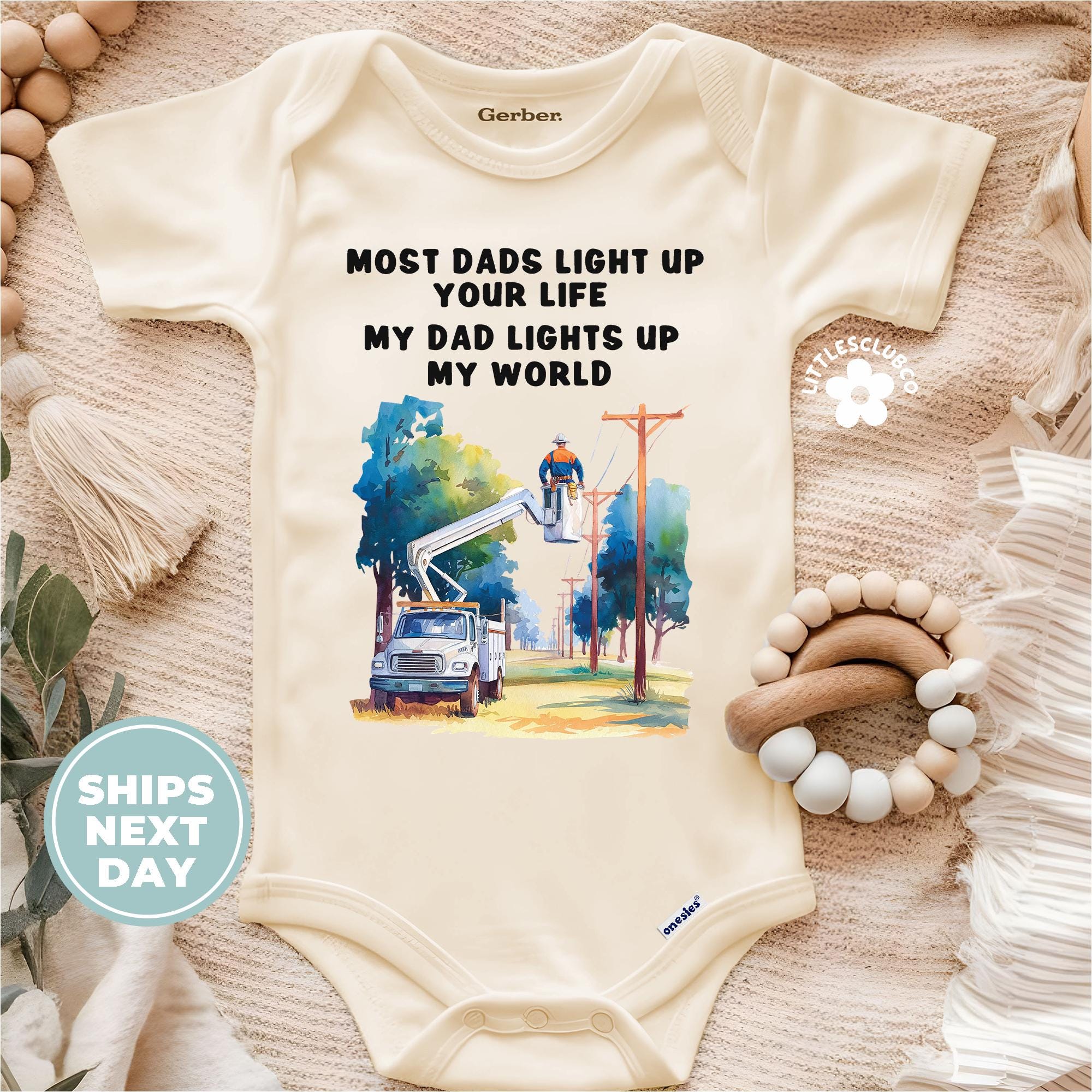 My Dad Lights up My World Lineman Baby Onesie®, Future Lineman Baby ...