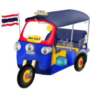 Tuk Tuk Taxi Cartoon in Thailand by Drawing - Etsy