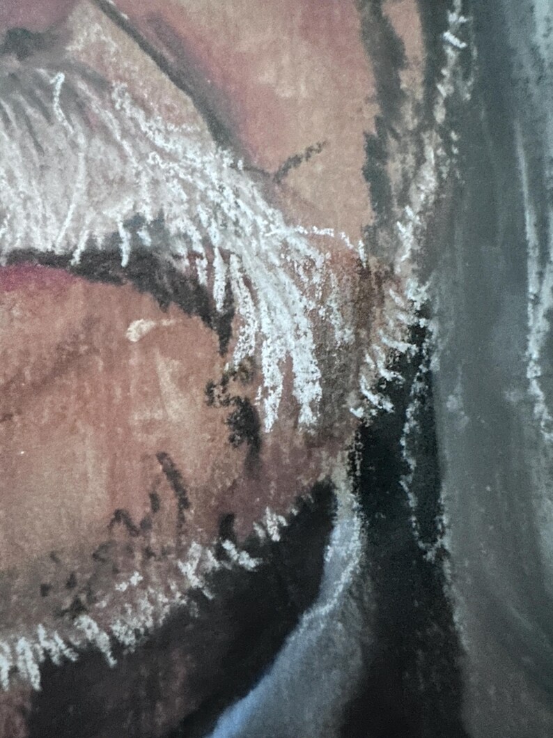 Original Antique Western Chalk Art Portrait by Maya Vintage Wall Decor ...