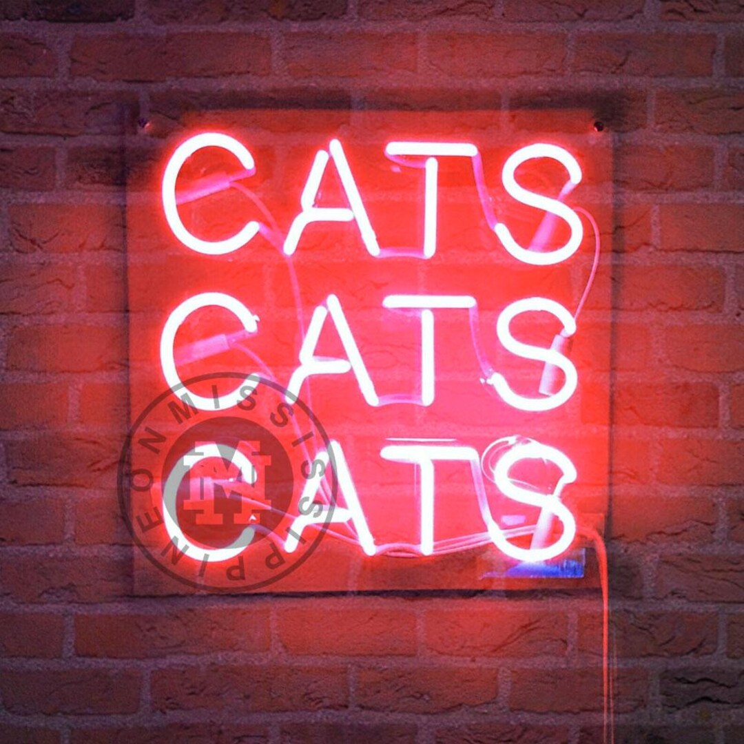 Custom Neon Signs Cats Cats Cats Acrylic Real Glass Neon Sign Light ...