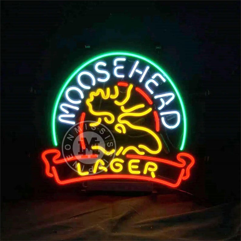 Custom Beer Logo Sign Moose Head Moosehead Lager Real Glass Neon Sign ...