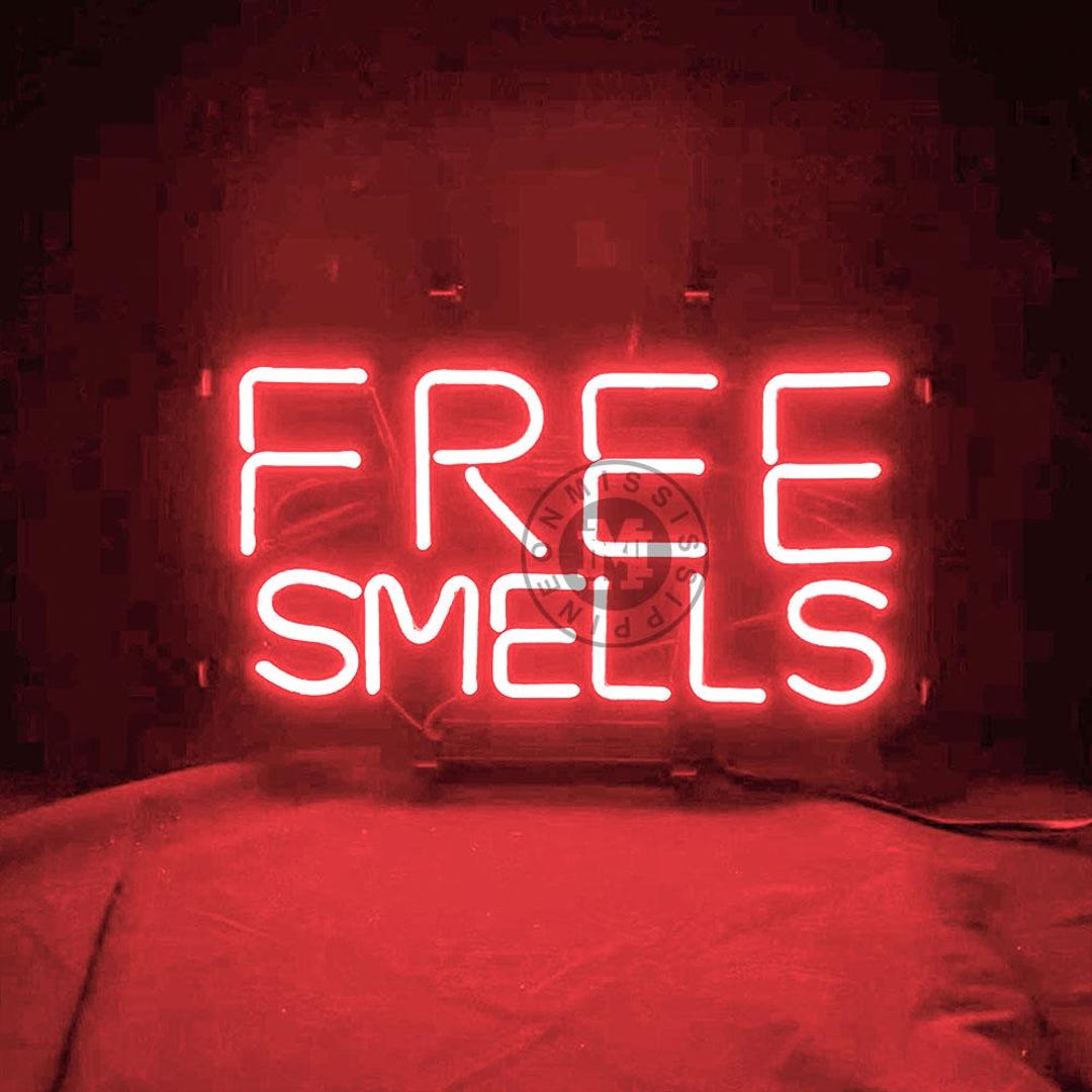 Free Smells Neon Sign Personalized Gifts Custom Handcrafted Real Glass ...