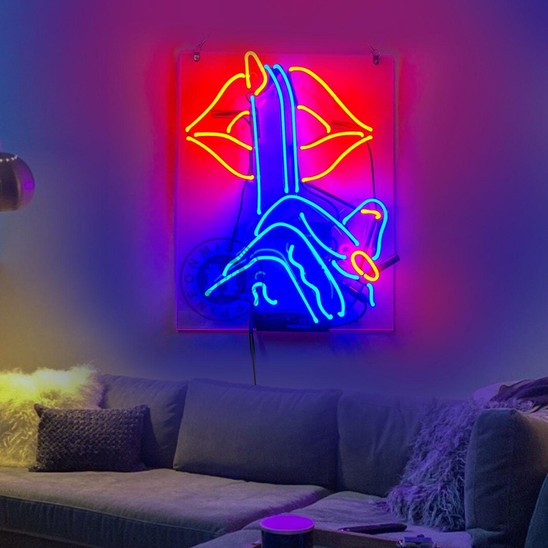 SHH Lip Handmade Real Glass Neon Gestures Personalised Neon Custom Neon ...