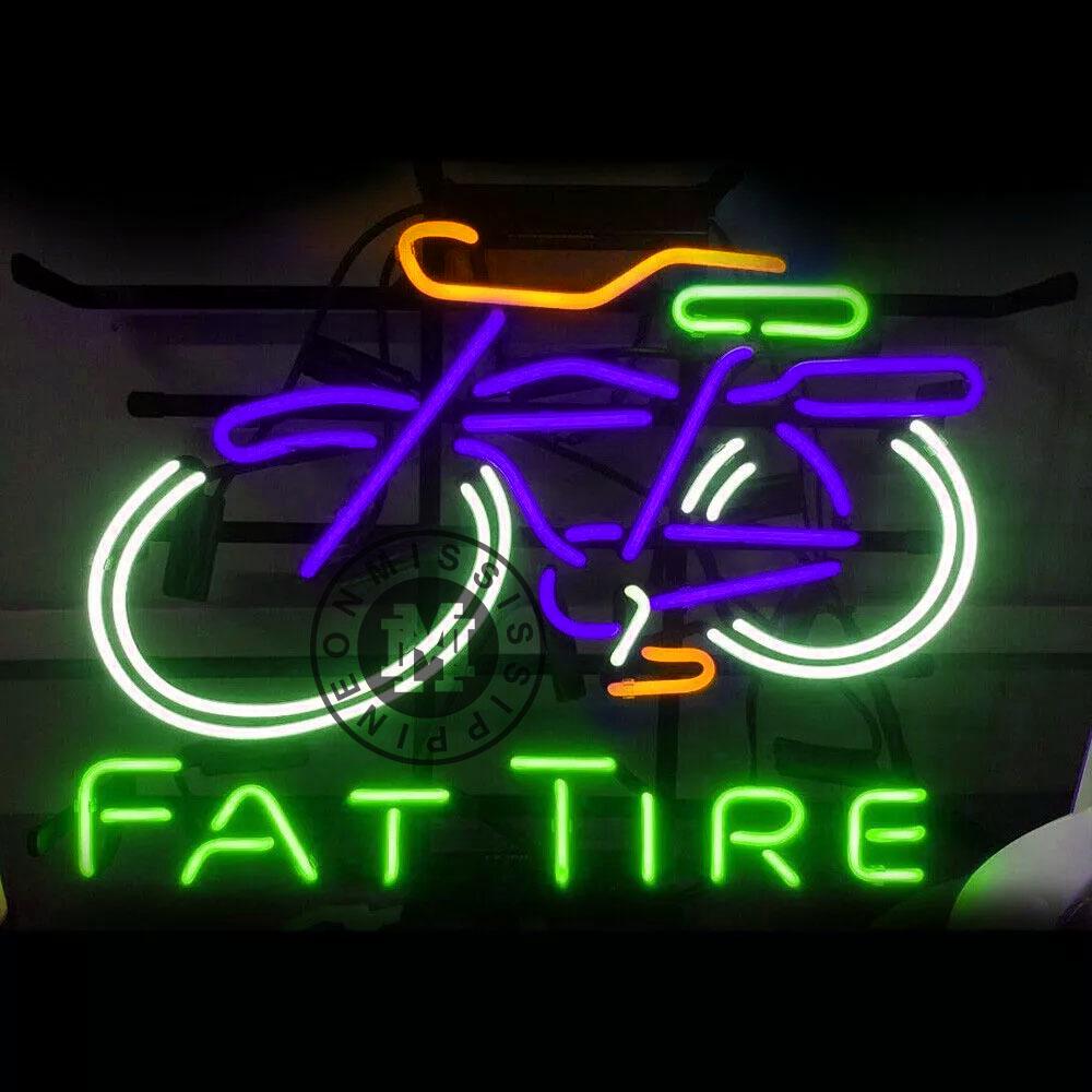 Custom Bike Neon Sign Blue Fat Tire Bicycle Vintage Style Real Glass ...