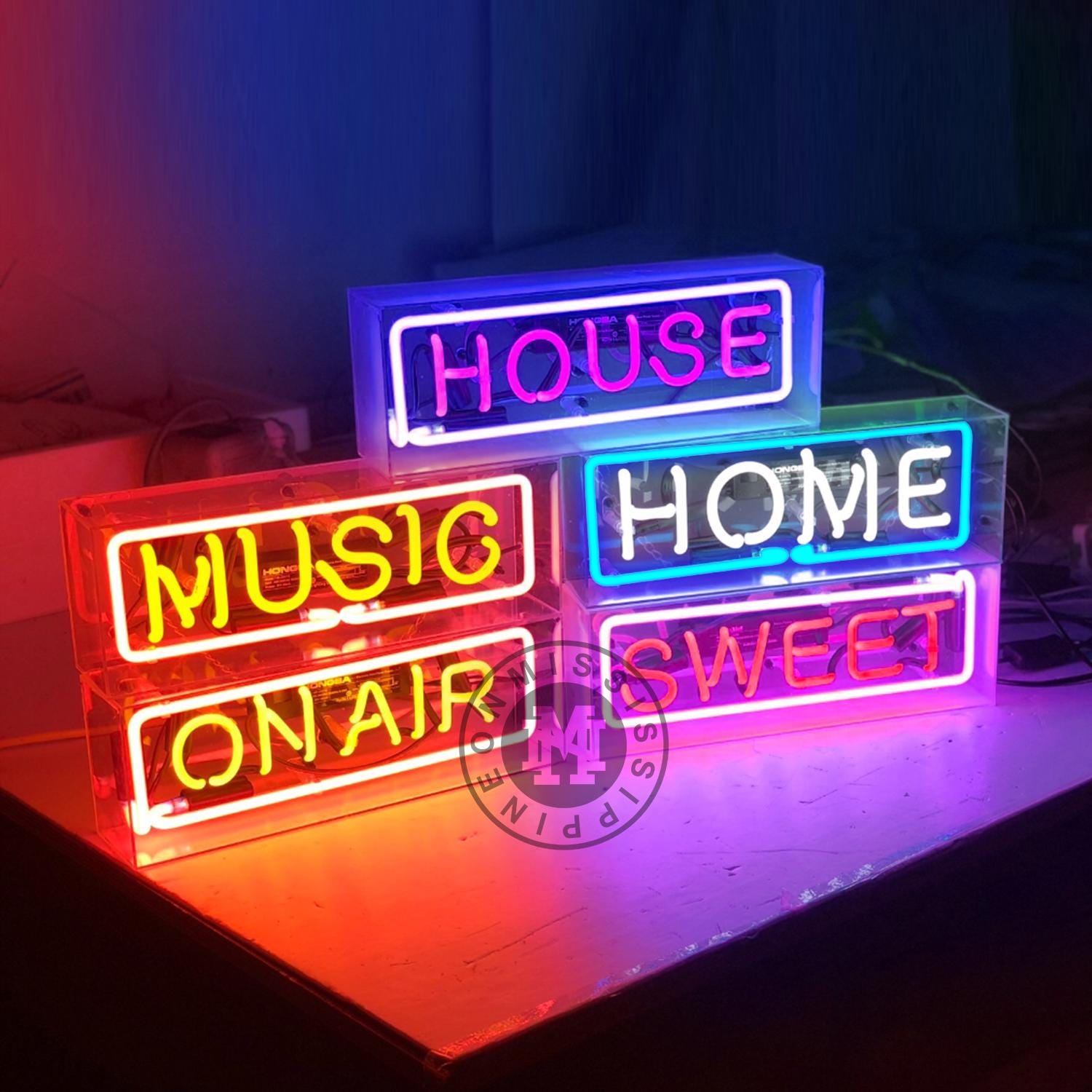 Custom Acrylic Light Box Handmade Real Glass Neon Sign for Business ...