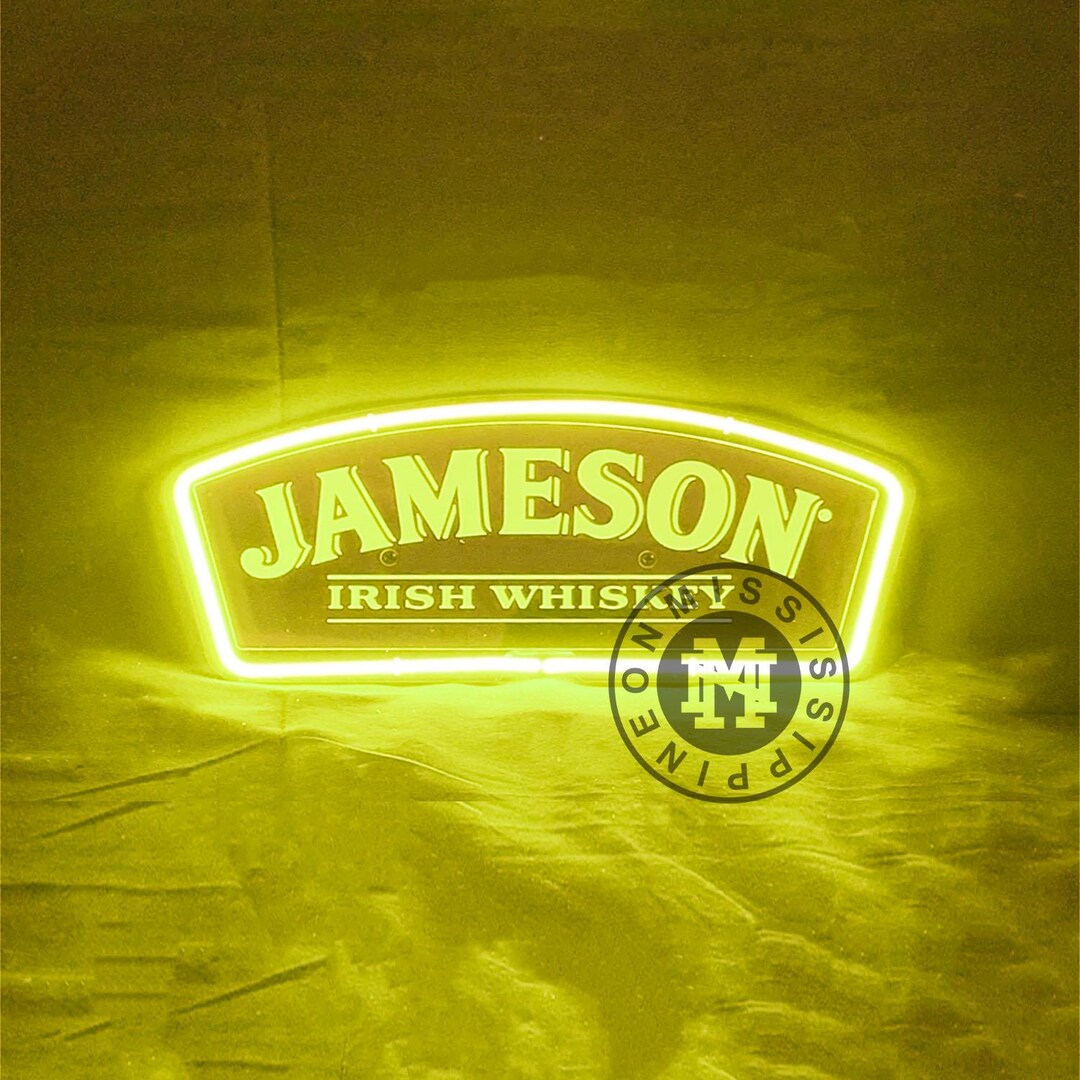 Custom Jameson Irish Whiskey Real Glass Neon Sign Light With UV ...