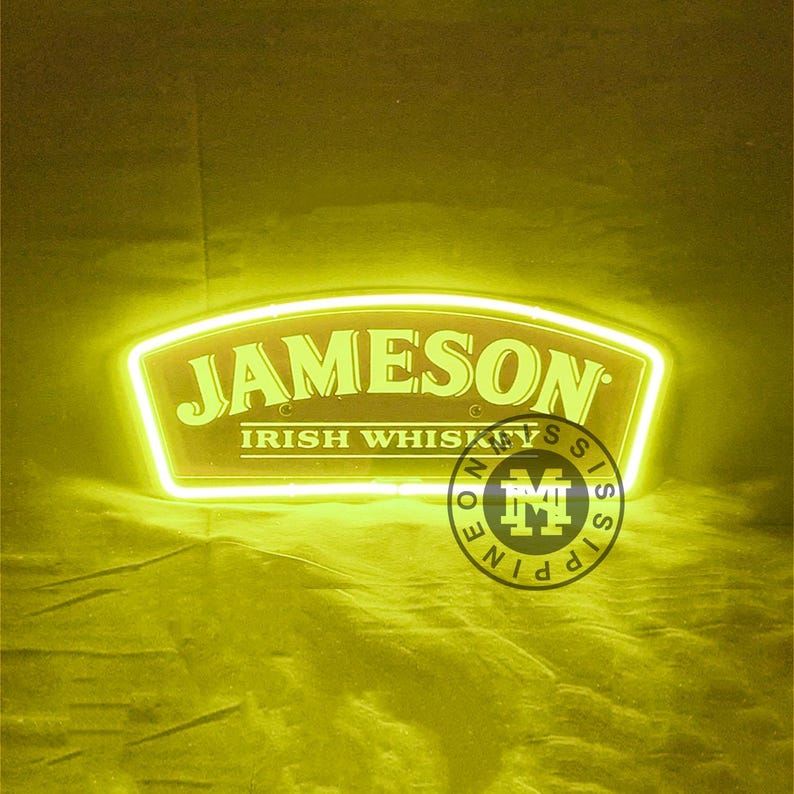 Custom Jameson Irish Whiskey Real Glass Neon Sign Light With UV ...