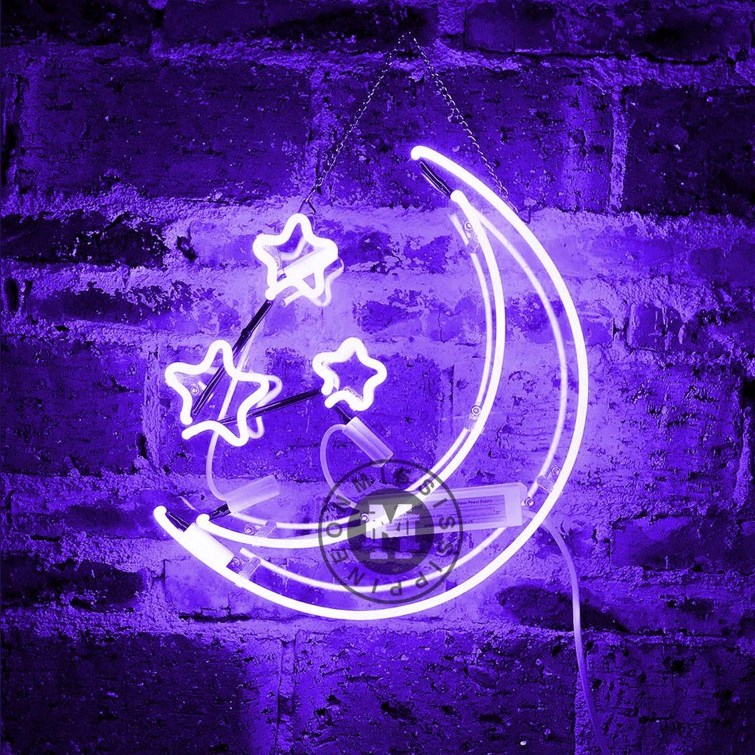 True Glass Neon Lights in the Shape of Stars and Moons Personalized ...