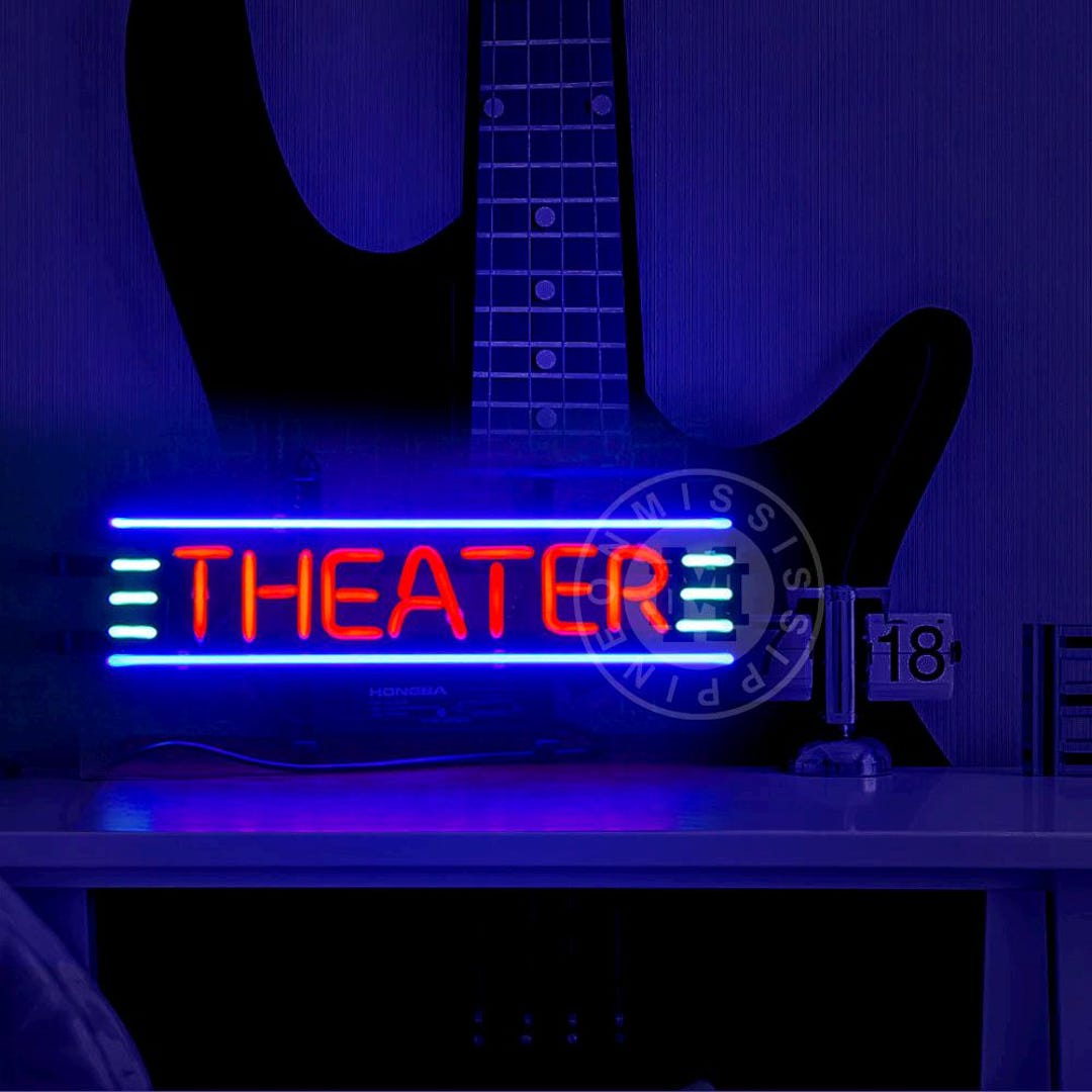 Vintage Style THEATER Neon Light Cinematic Gift Custom Business Sign ...