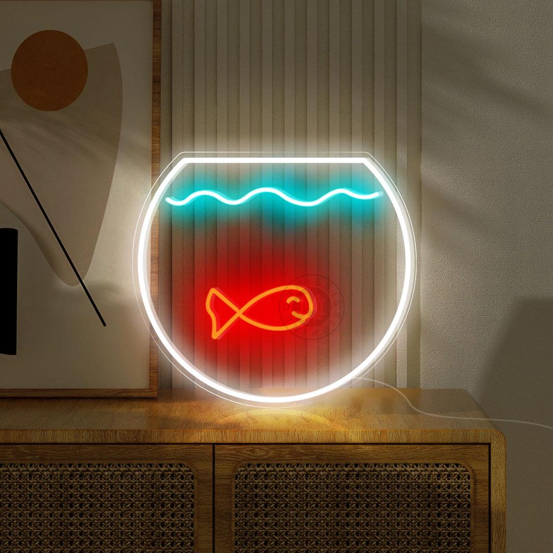 New Fish Tank Neon Sign Fish Handmade LED Neon Lights Sign Cartoon Neon ...