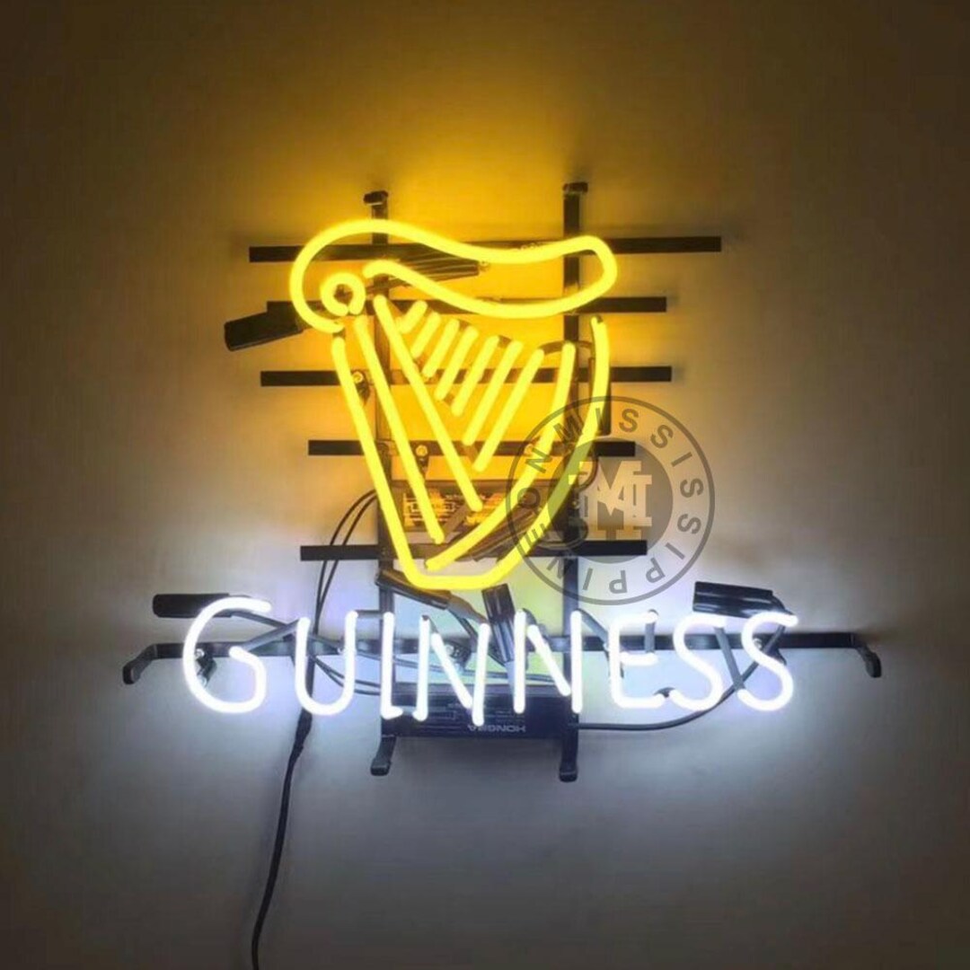 Guinness Neon Custom Handmade Neon Sign Real Glass Neon Man Cave Light ...