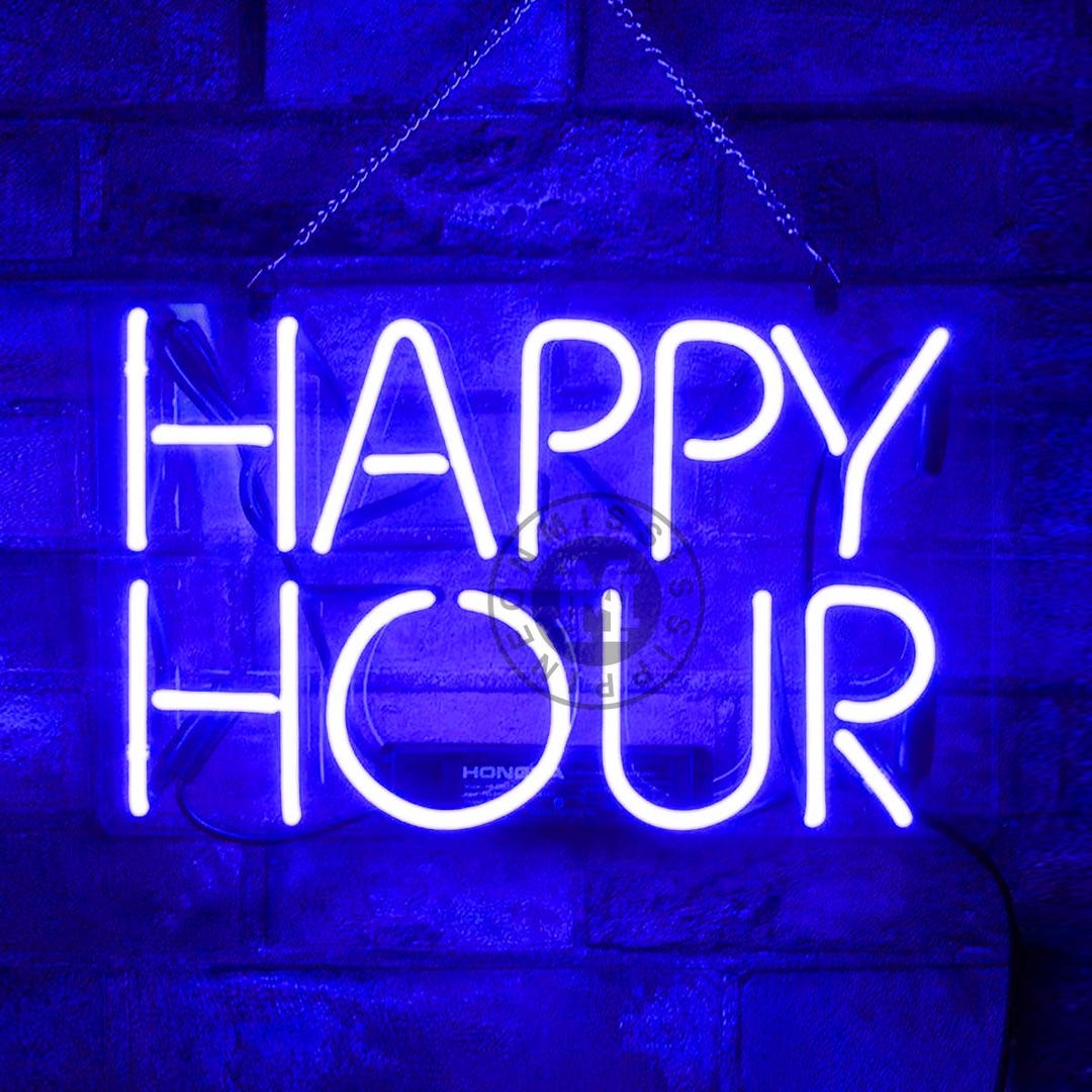 Happy Hour Real Glass Neon Sign Light Letter Sign for Beer Bar Pub ...