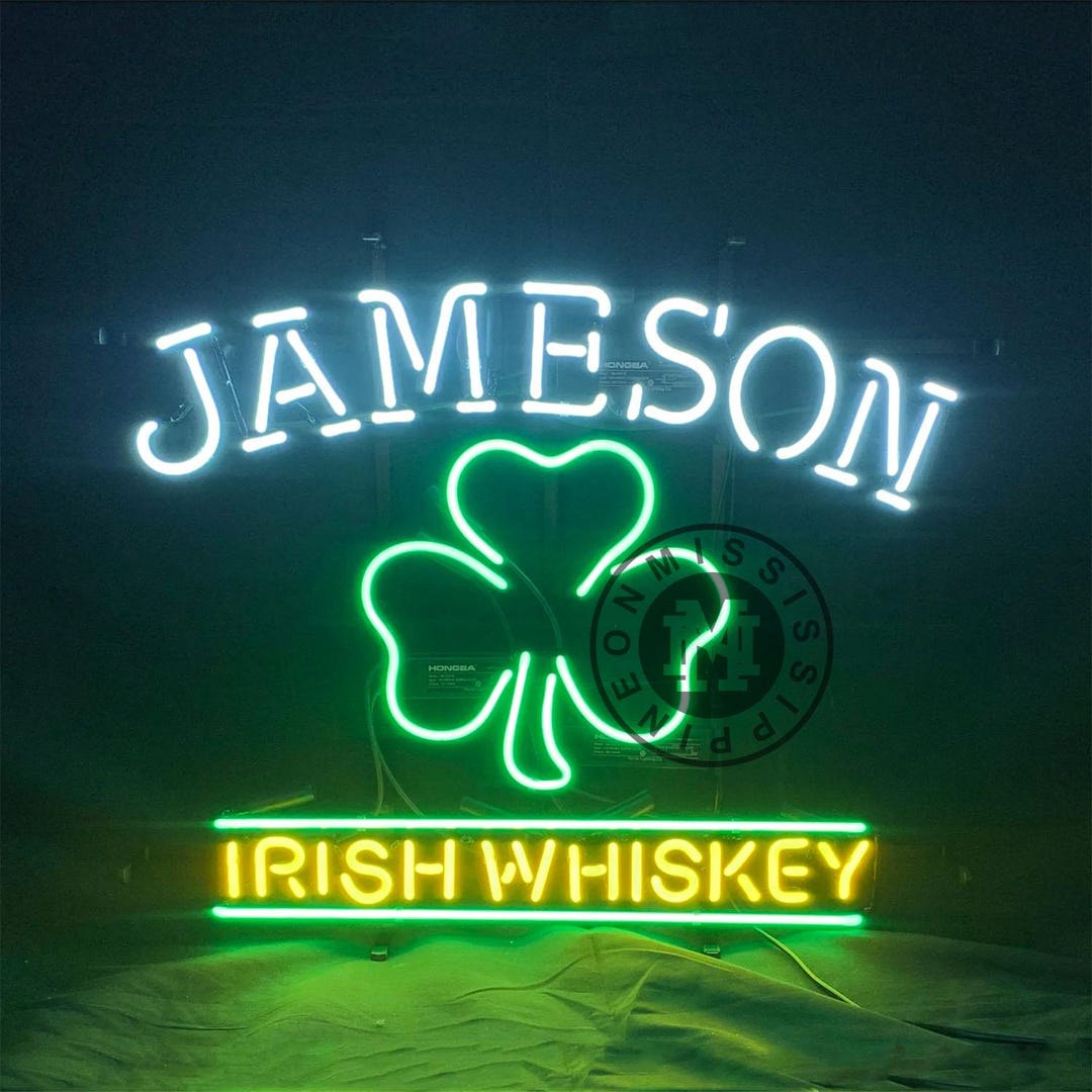 New Custom Bar Lights Clover Jameson Irish Whiskey Neon Sign Shamrock ...