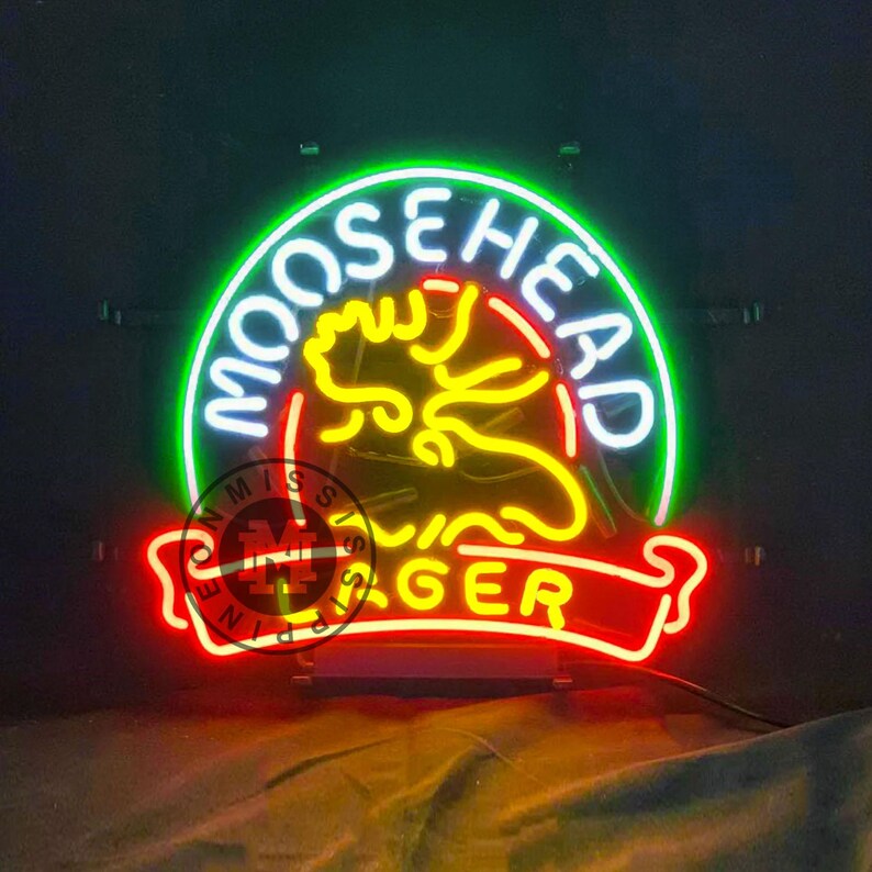Custom Beer Logo Sign Moose Head Moosehead Lager Real Glass Neon Sign ...