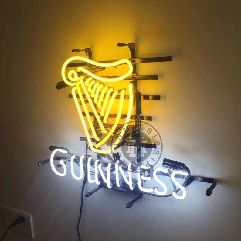 Guinness Neon Custom Handmade Neon Sign Real Glass Neon Man Cave Light ...
