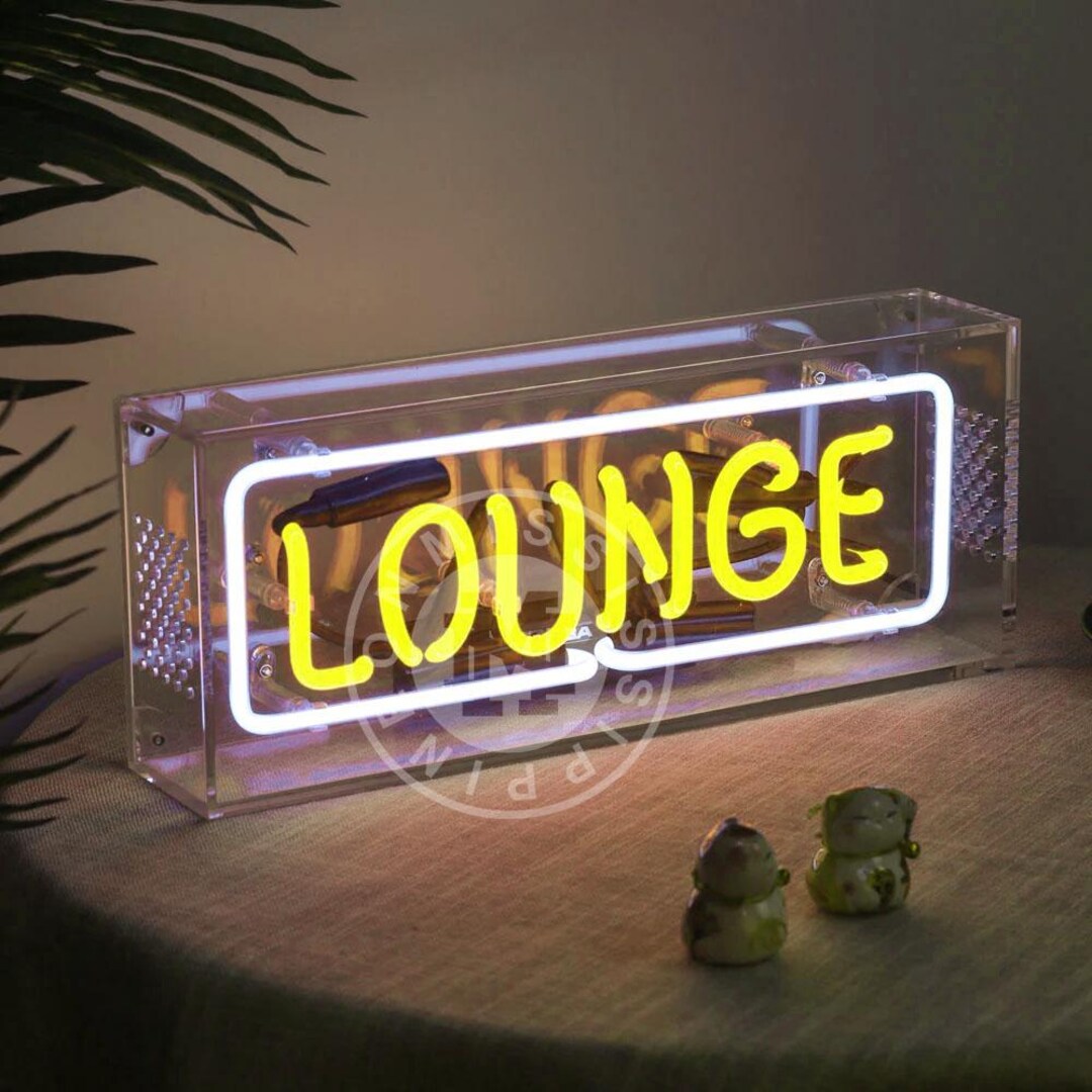 Lounge Neon Box Sign Handmade Acrylic Box Neon Real Glss Neon Sign ...
