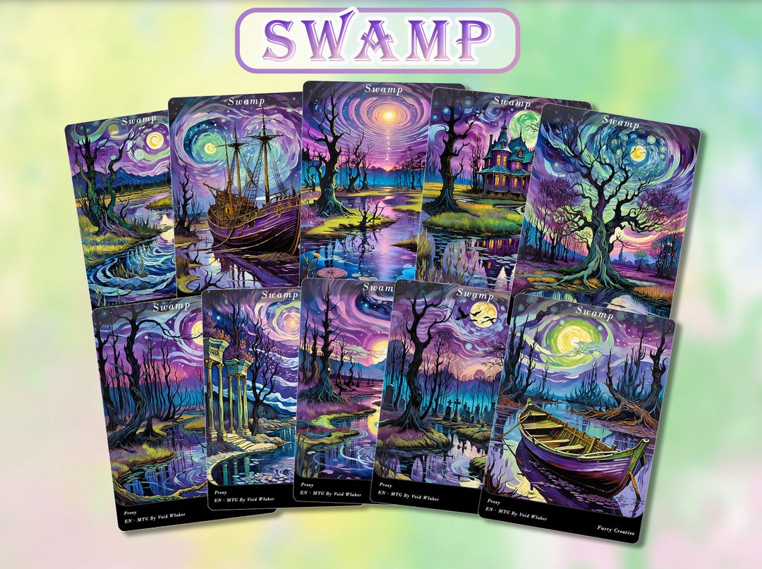 10 Art Style Swamp Basic Lands Proxy Commander Deck, MTG Proxy Cards ...