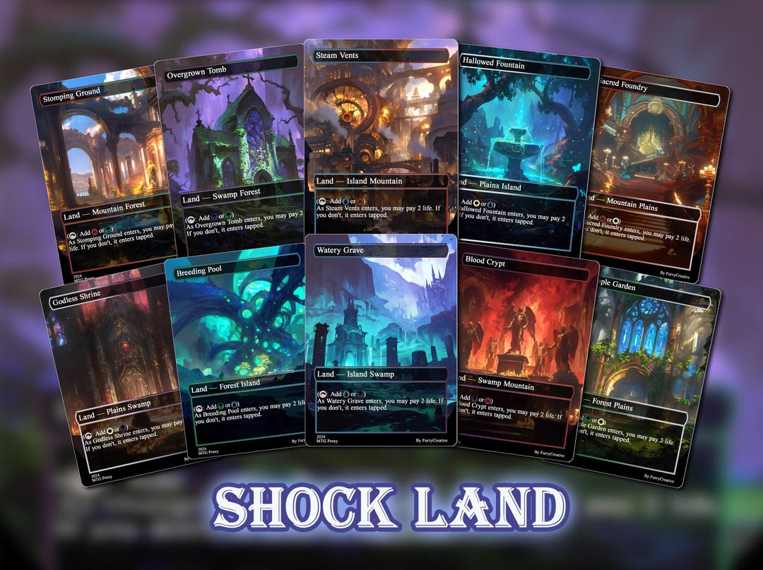 10x MTG Shock Lands | Fantasy Art Style MTG Proxy | Land Set for ...