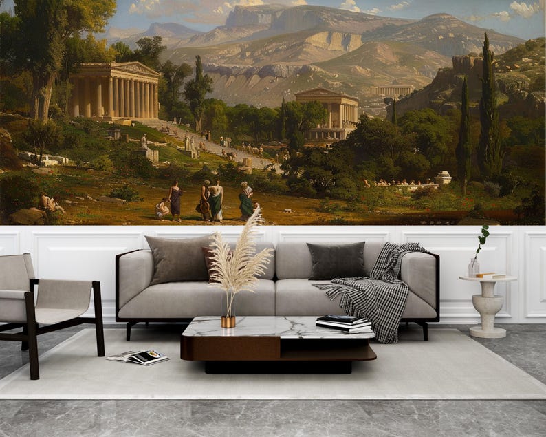 Ancient Greek Landscape Mural: Peel and Stick Wallpaper - Etsy
