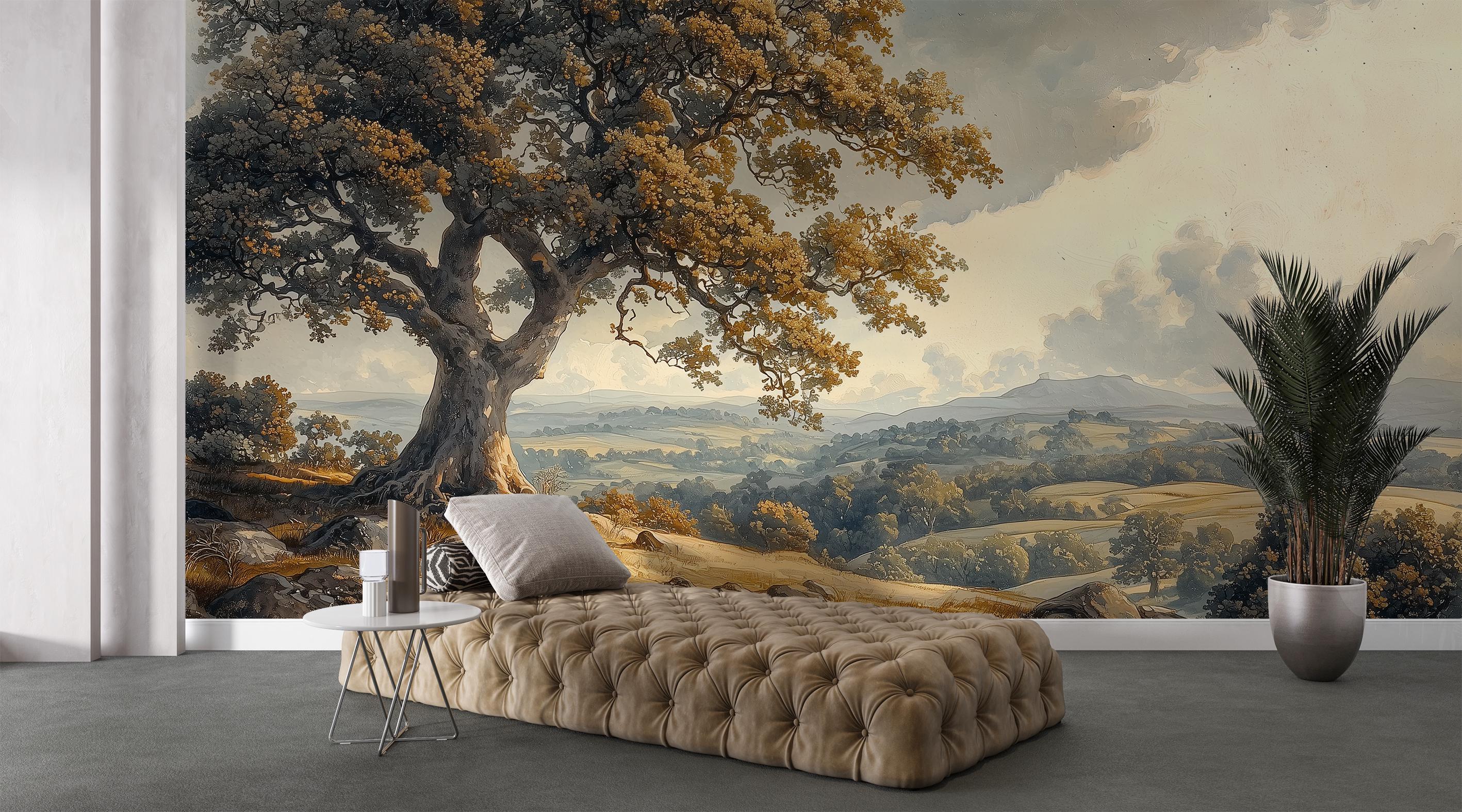 Vintage Tree Mural Wallpaper - Rustic Nature Landscape Wallpaper Peel ...