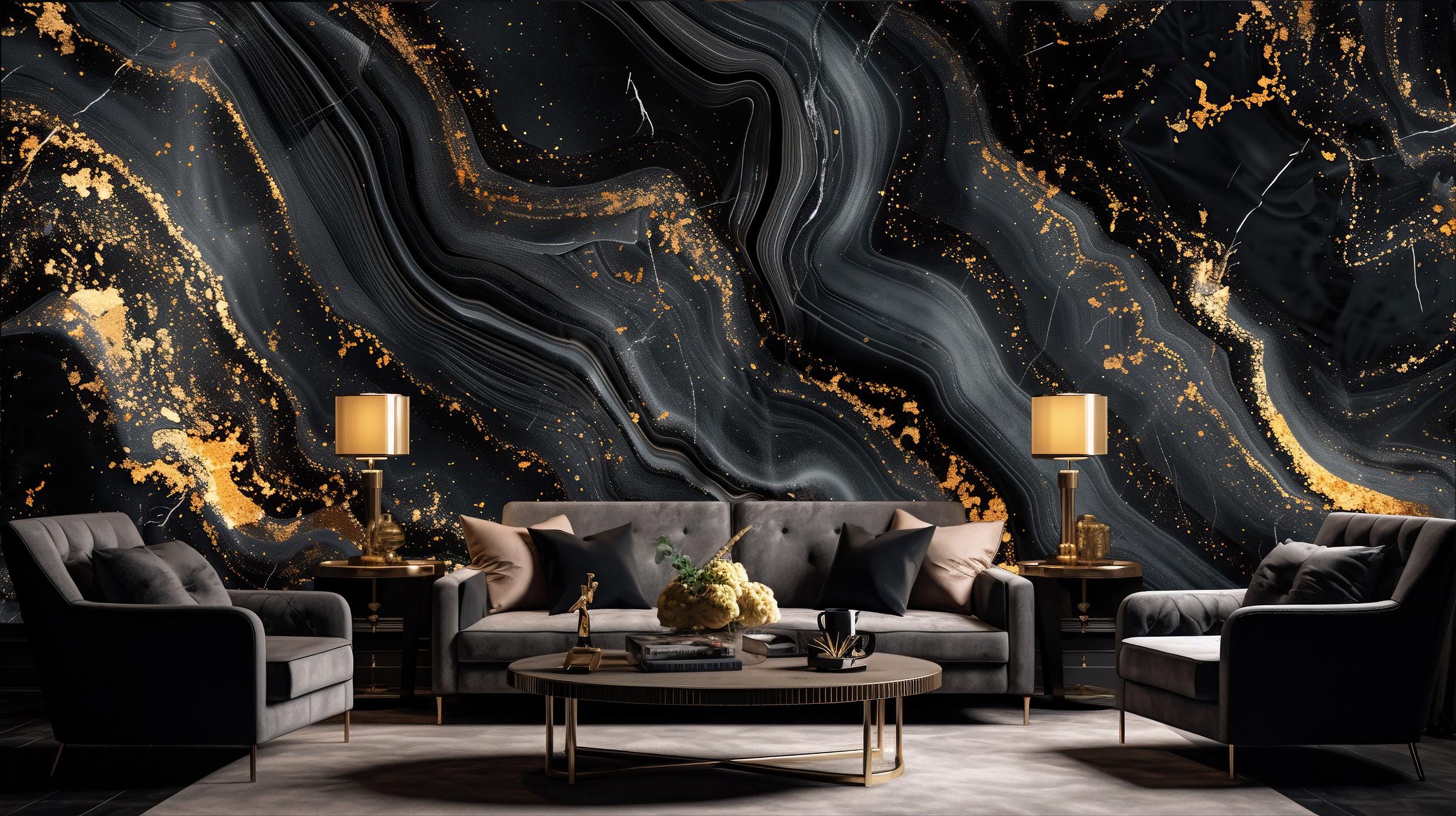 Black white gold wallpaper store