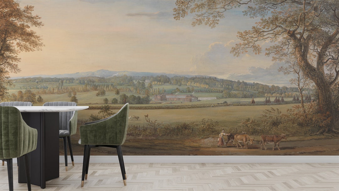 Vintage Pastoral Landscape Wallpaper Mural - Peel and Stick Vinyl - Etsy