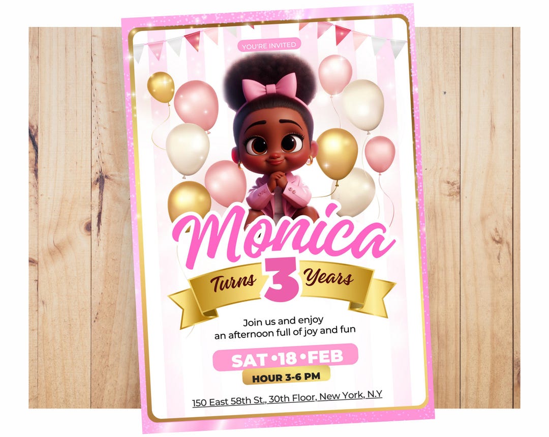 Black Girl Baby Boss Birthday Invitation - Etsy UK