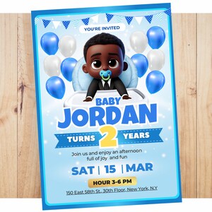 Black Baby Boss Birthday Invitation - Etsy