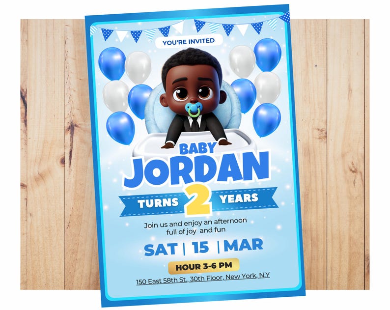Black Baby Boss Birthday Invitation - Etsy