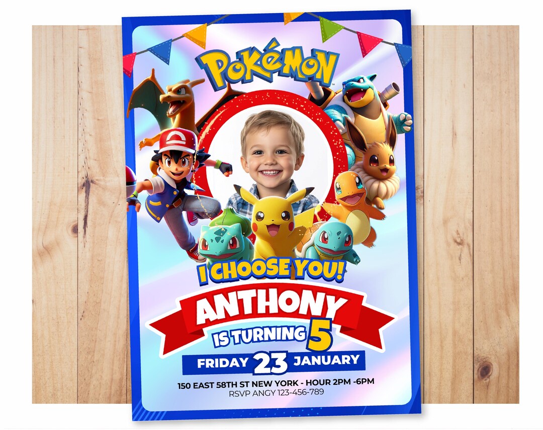 Editable Pokemon Invitation, Pokemon Birthday Invitation, Printable ...