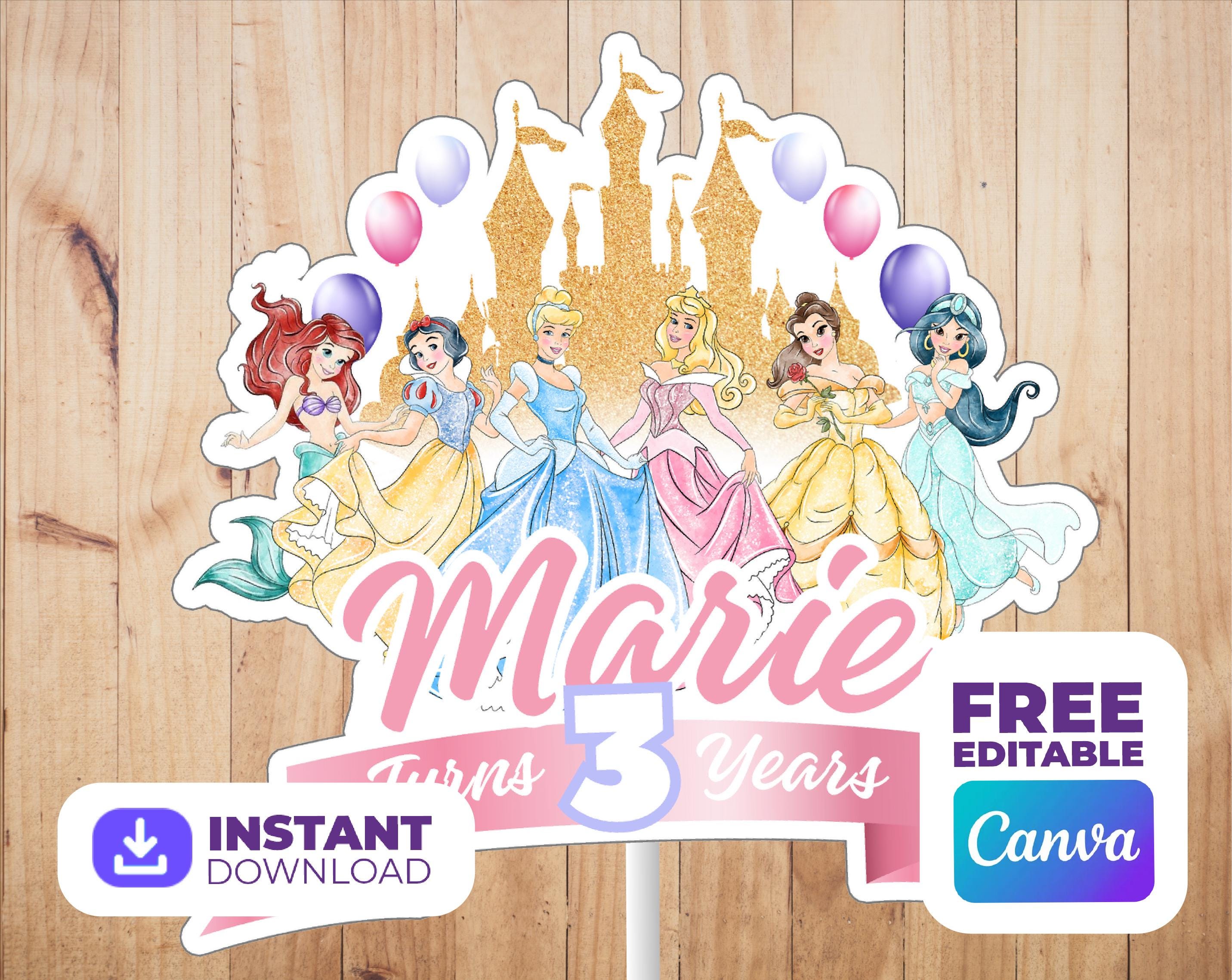 Princess Cake Topper, Princess Center Piece, Princess Birthday Cake ...