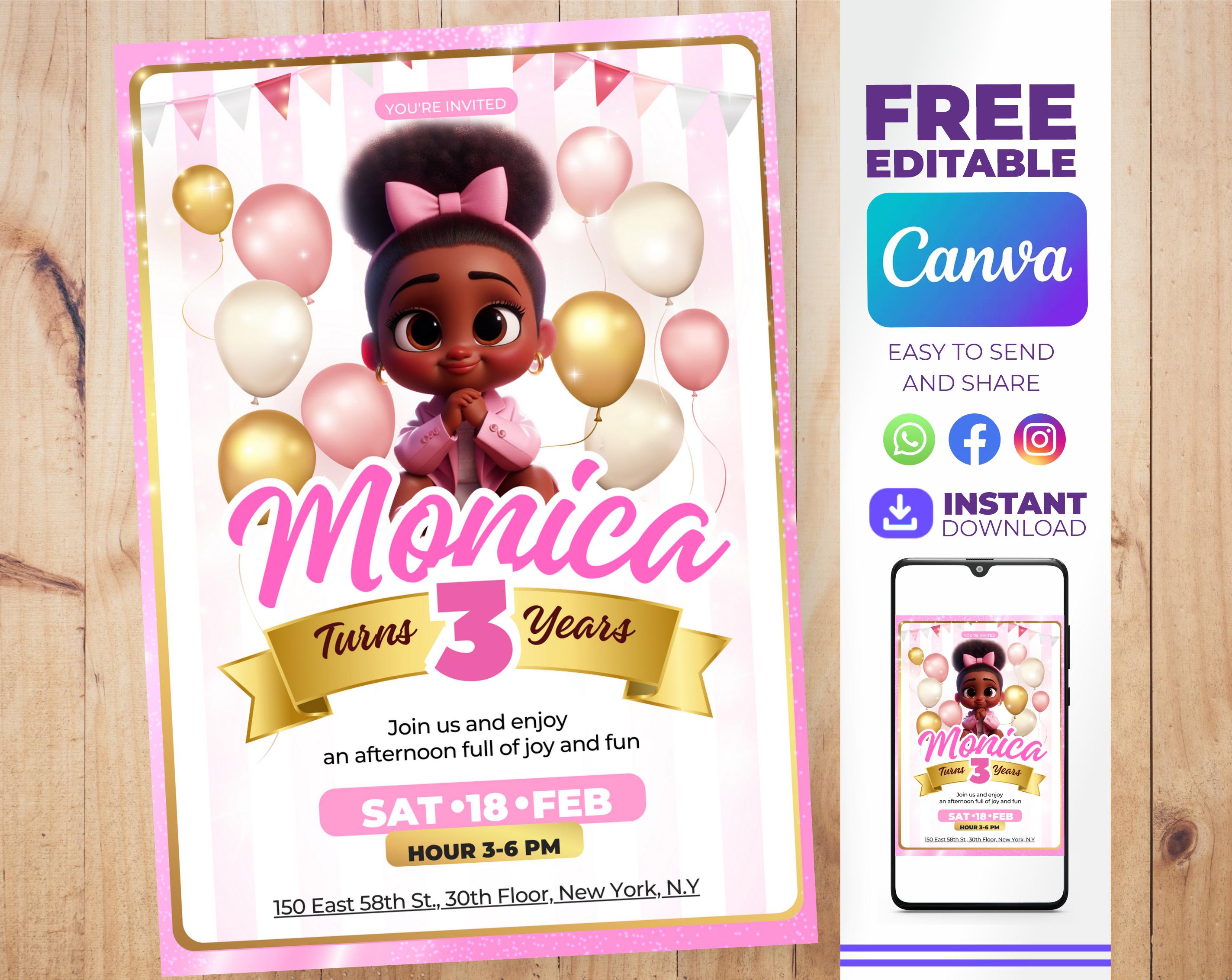 Black Girl Baby Boss Birthday Invitation - Etsy UK