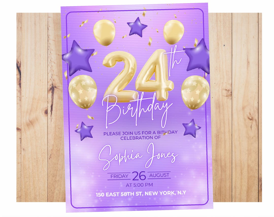 Digital 24th Birthday Invitation, Invite for Her, Womens Animated Evite ...