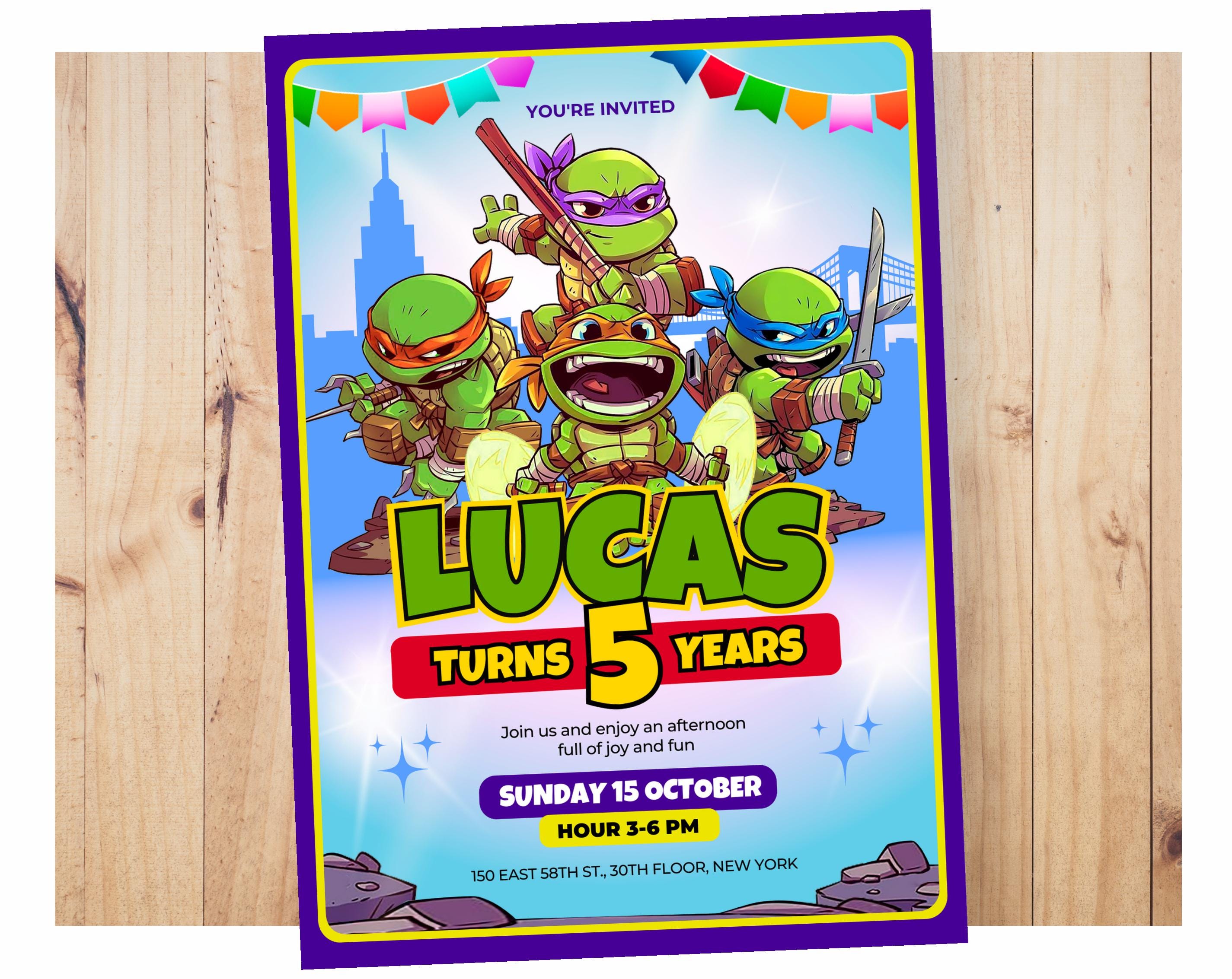 Ninja Turtle Birthday Invitation Printable Ninja Invite Turtle Evite ...