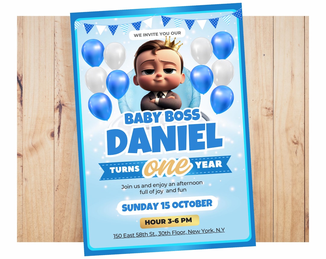 Baby Boss First Birthday Invitation , Invitation 1st Birthday ...