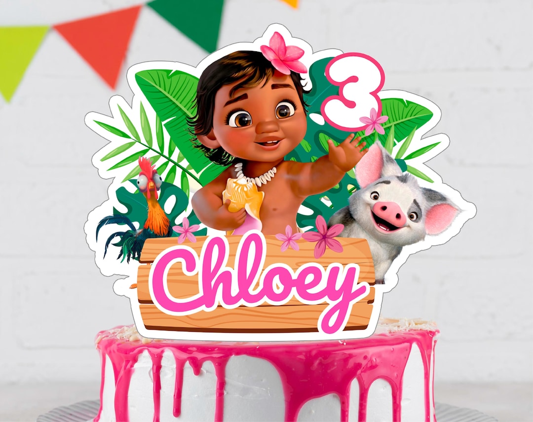 Moana Cake Topper, Moana Birthday Decoration, Baby Mona Cake Toper ...