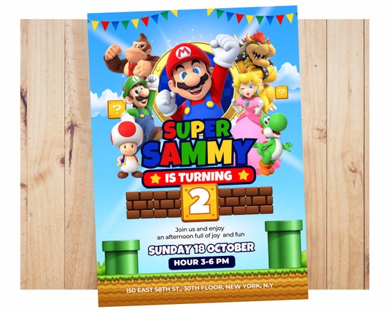 Plantilla De Invitaciones De Super Mario Super Mario Birthday