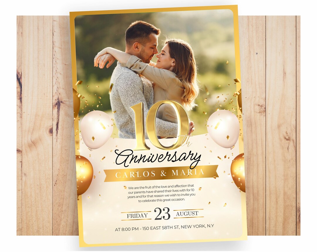 10th Anniversary Invitation, Wedding Golden Anniversary, Editable ...
