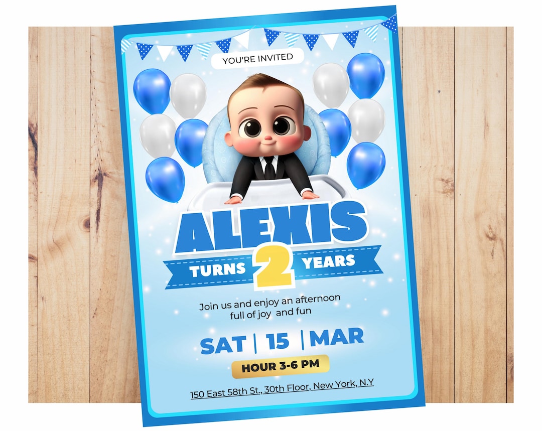 Baby Boss Birthday Invitation Editable in Canva - Etsy