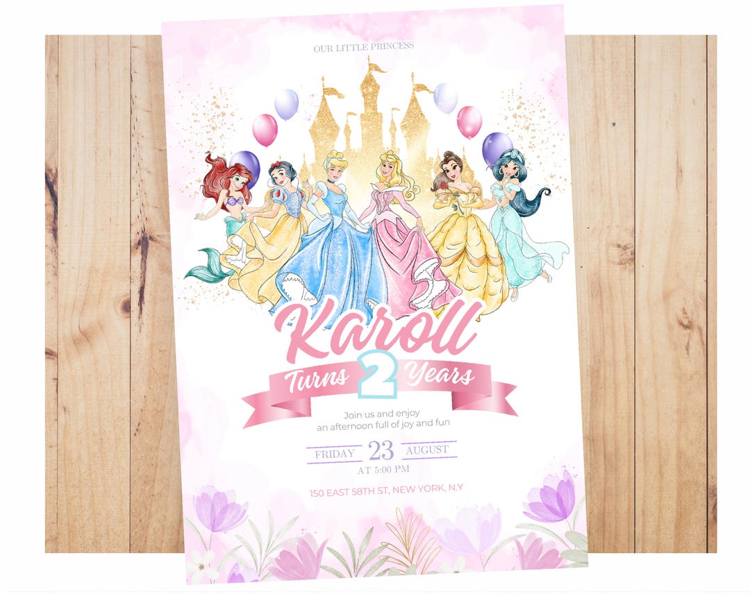 Princess Invitation, Princess Birthday Invitation Girl, Party ...