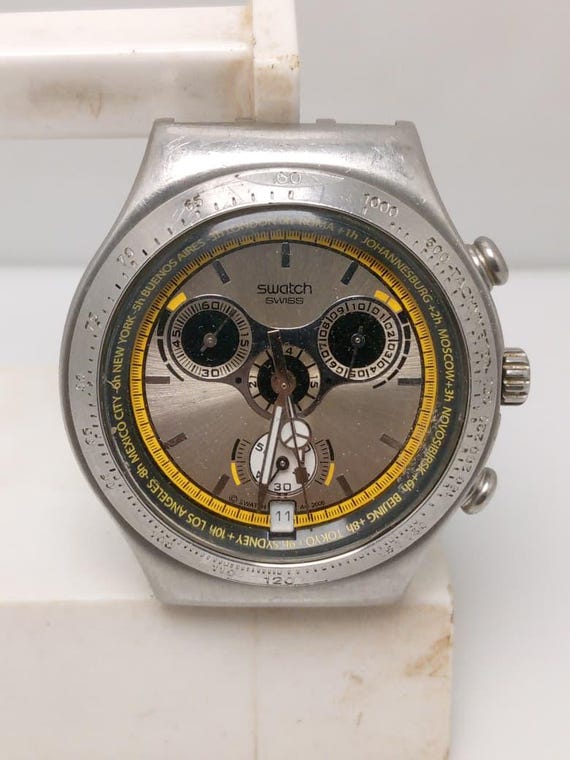 Swatch Irony Chronograph V8 Yellow Ring Panda Face Vi… - Gem